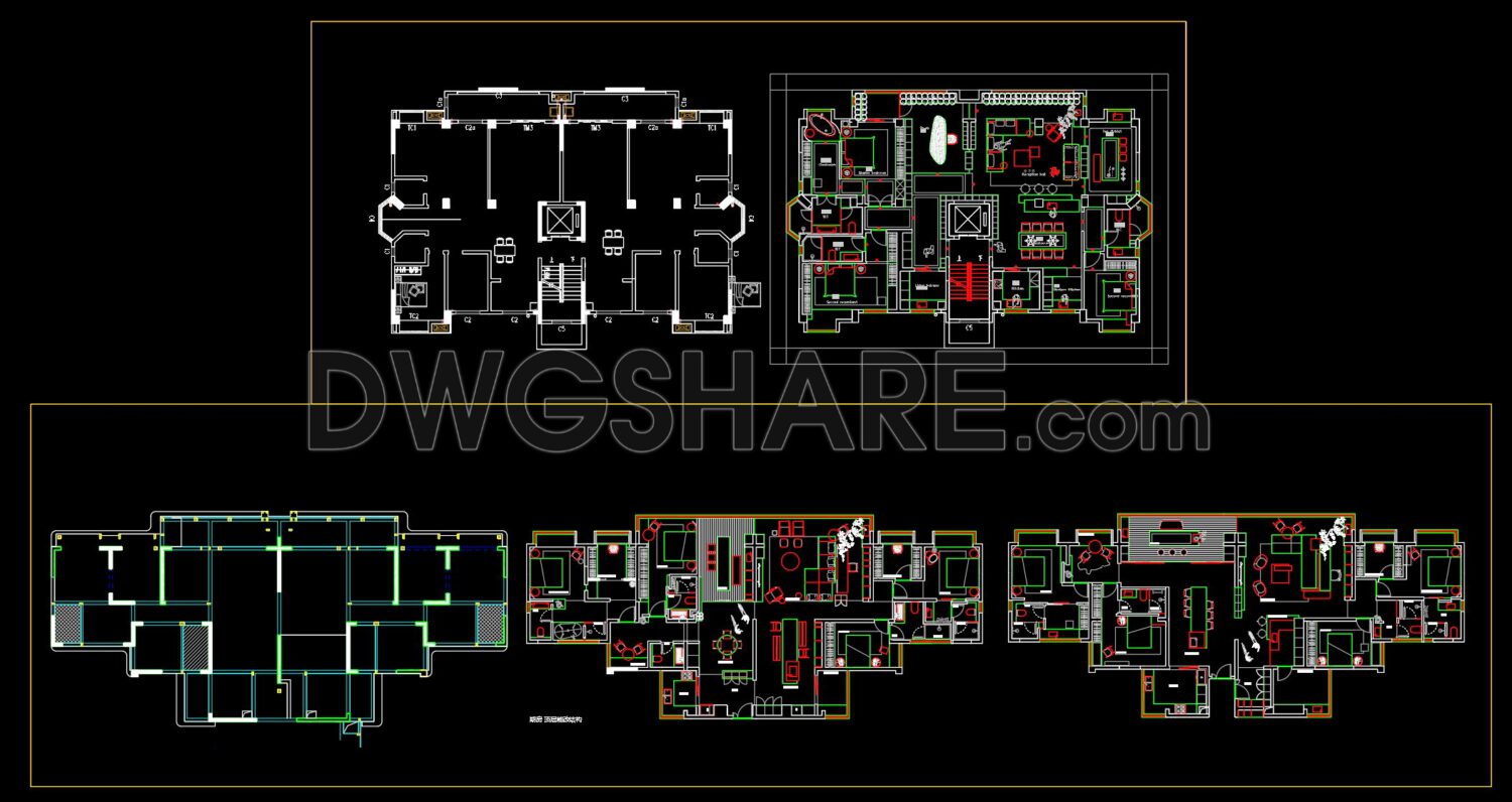 215. Functional layout plans of apartments ranging 280m2