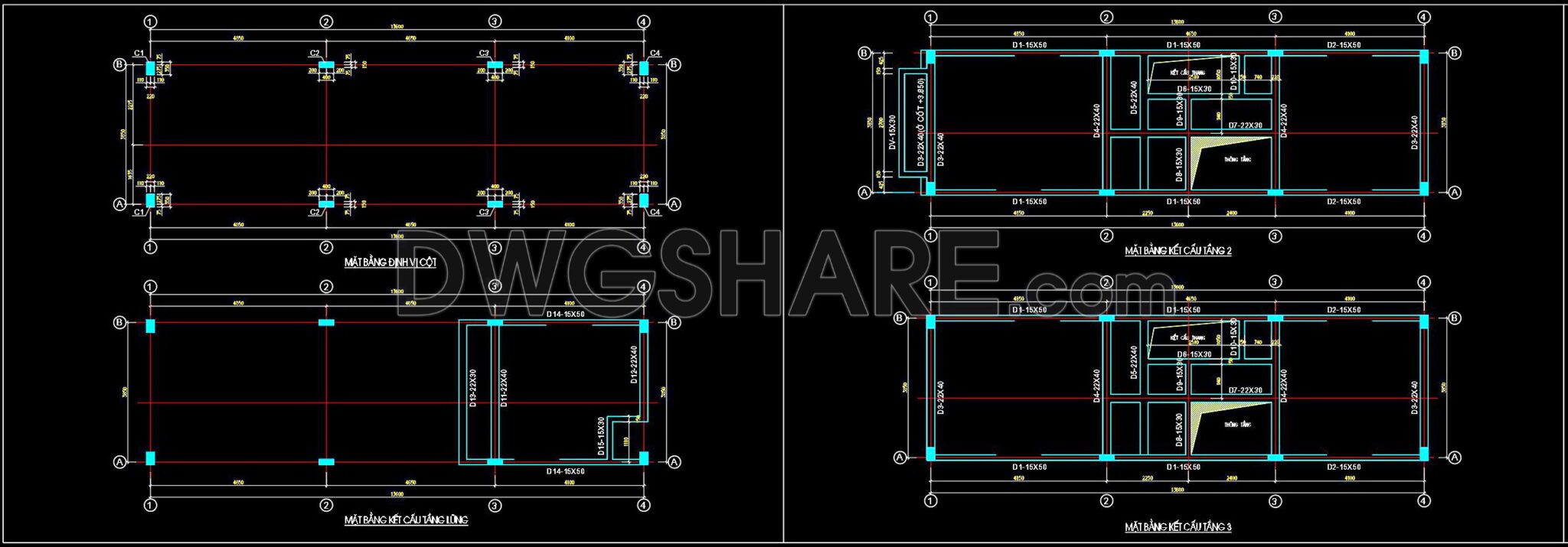 238. Structural Drawings Of 4-Story House A Complete Project 4m x 14m ...