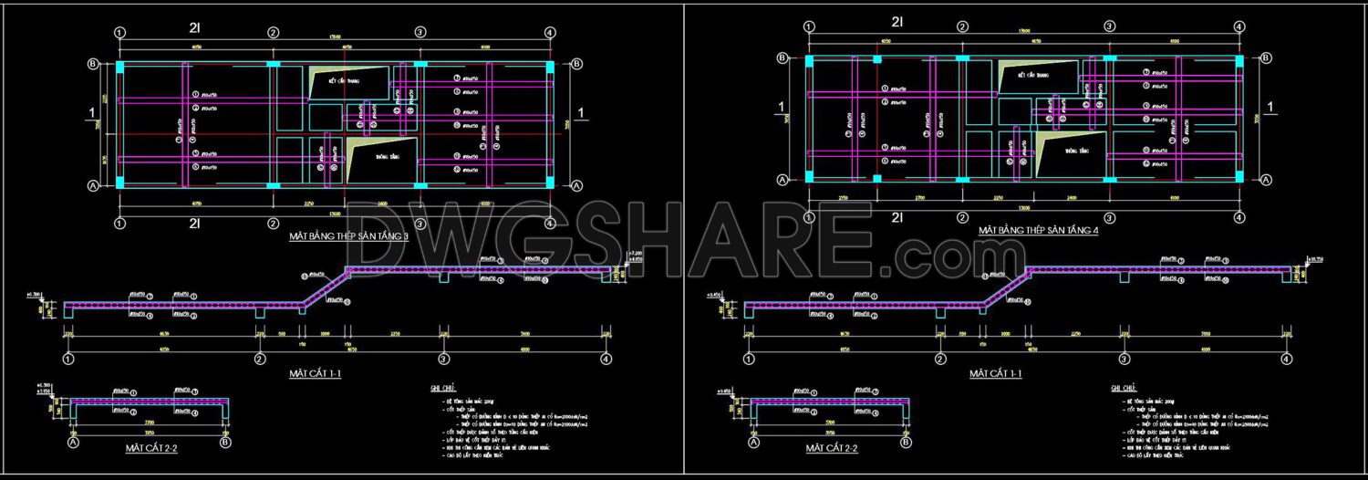 238. Structural Drawings Of 4-Story House A Complete Project 4m x 14m ...