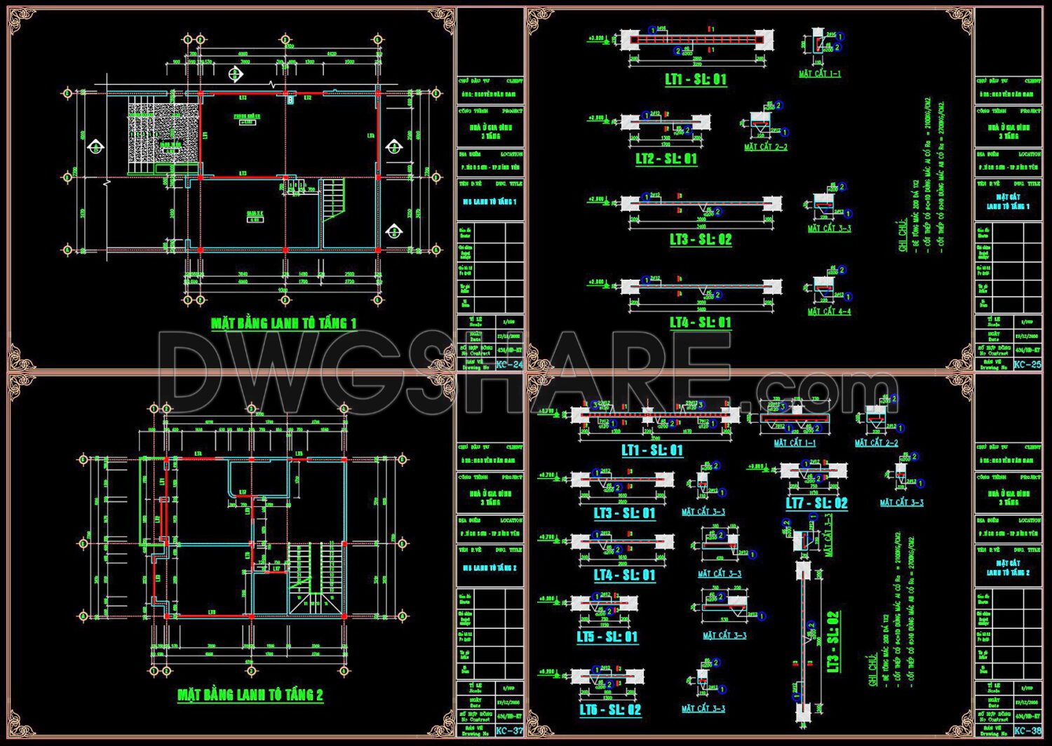 239. Structural Drawings Of 3-Story House A Complete Project 7.7m x 9 ...