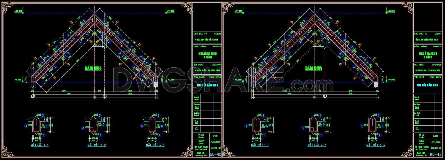 239. Structural Drawings Of 3-Story House A Complete Project 7.7m x 9 ...