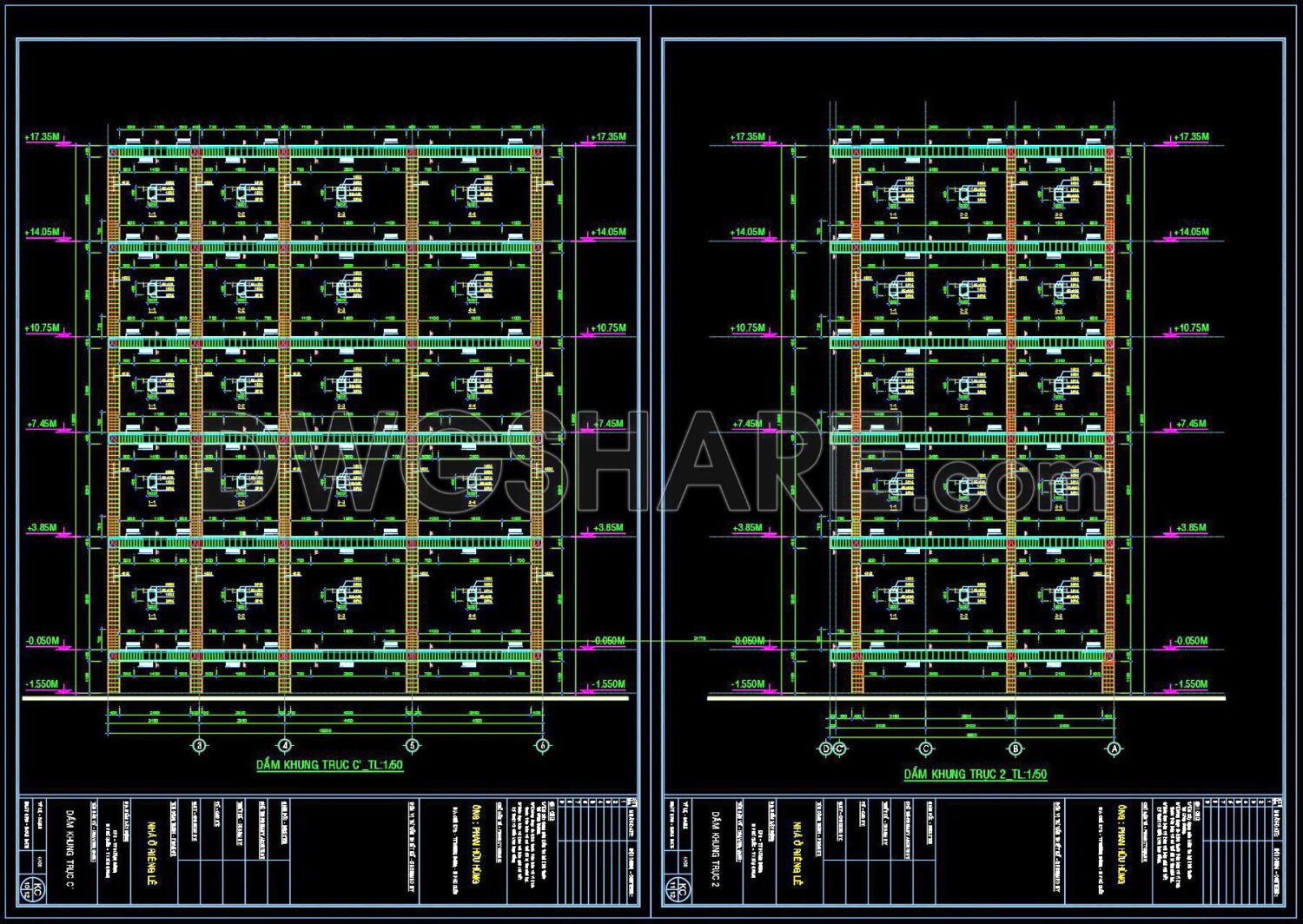 240. Structural Drawings Of 4-Story House A Complete Project 9.8m x 20 ...