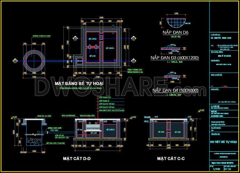 241. Detailed CAD drawings of the septic tank structure for a townhouse