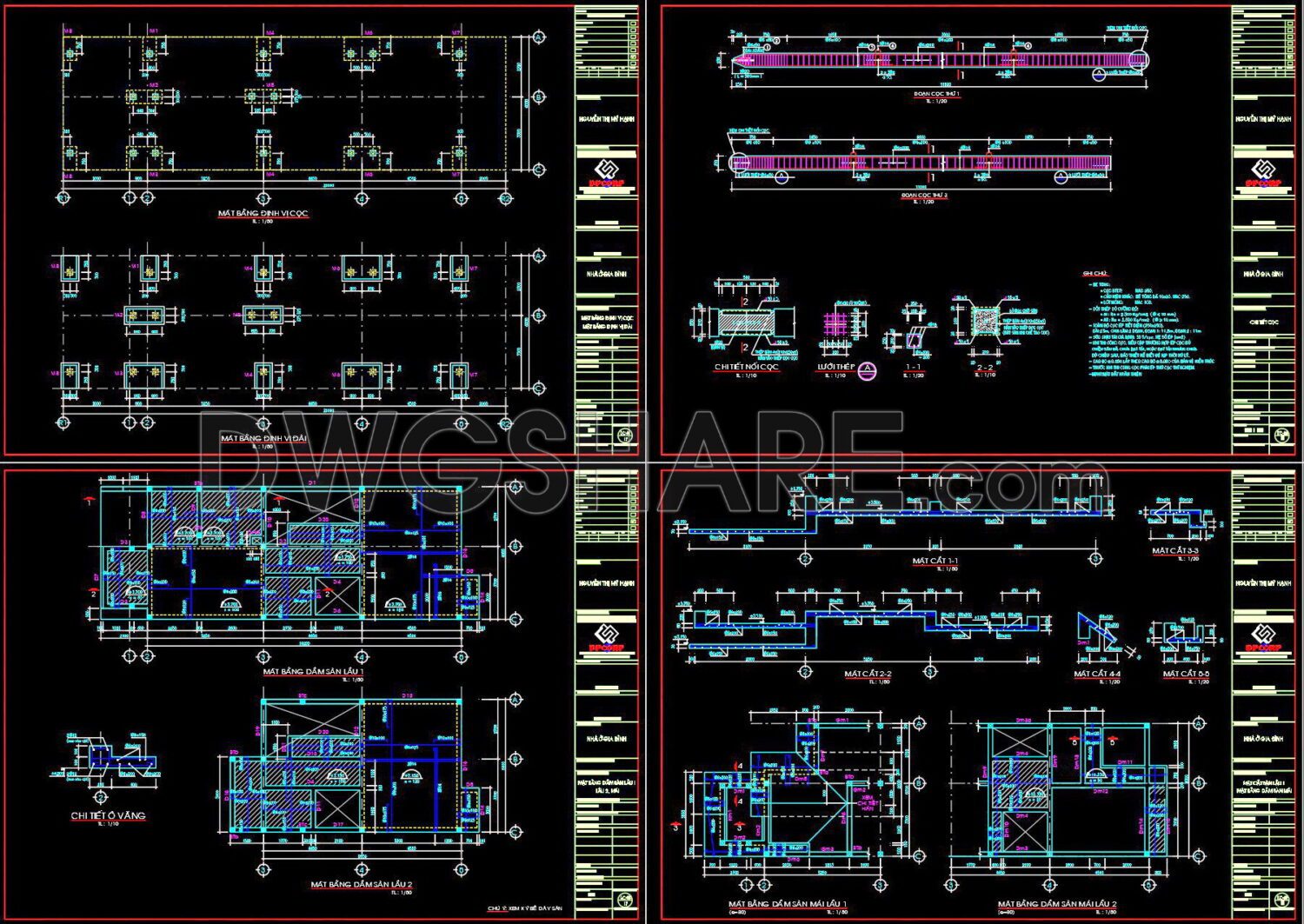 244. Structural Drawings Of 2-Story House A Complete Project 6m x 20m ...
