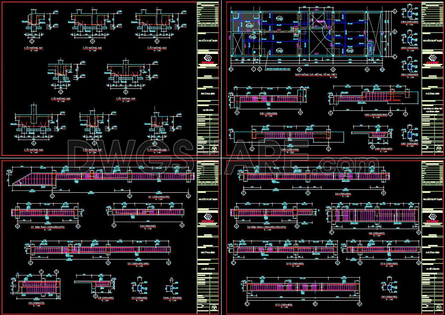 244. Structural Drawings Of 2-Story House A Complete Project 6m x 20m ...