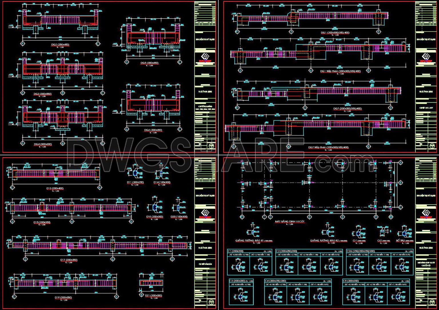 244. Structural Drawings Of 2-Story House A Complete Project 6m x 20m ...