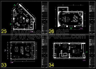 26. Cad drawings of 16 clothing store floor plan designs for download