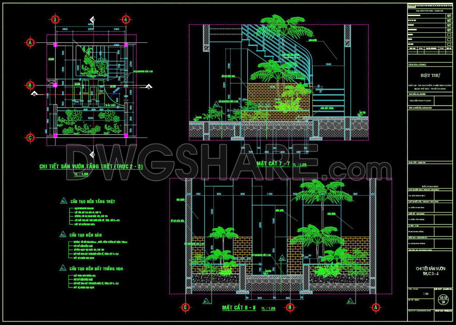 269. Detailed architectural CAD drawings of the roof and garden ...