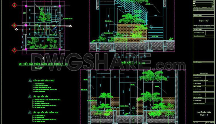 269. Detailed architectural CAD drawings of the roof and garden ...