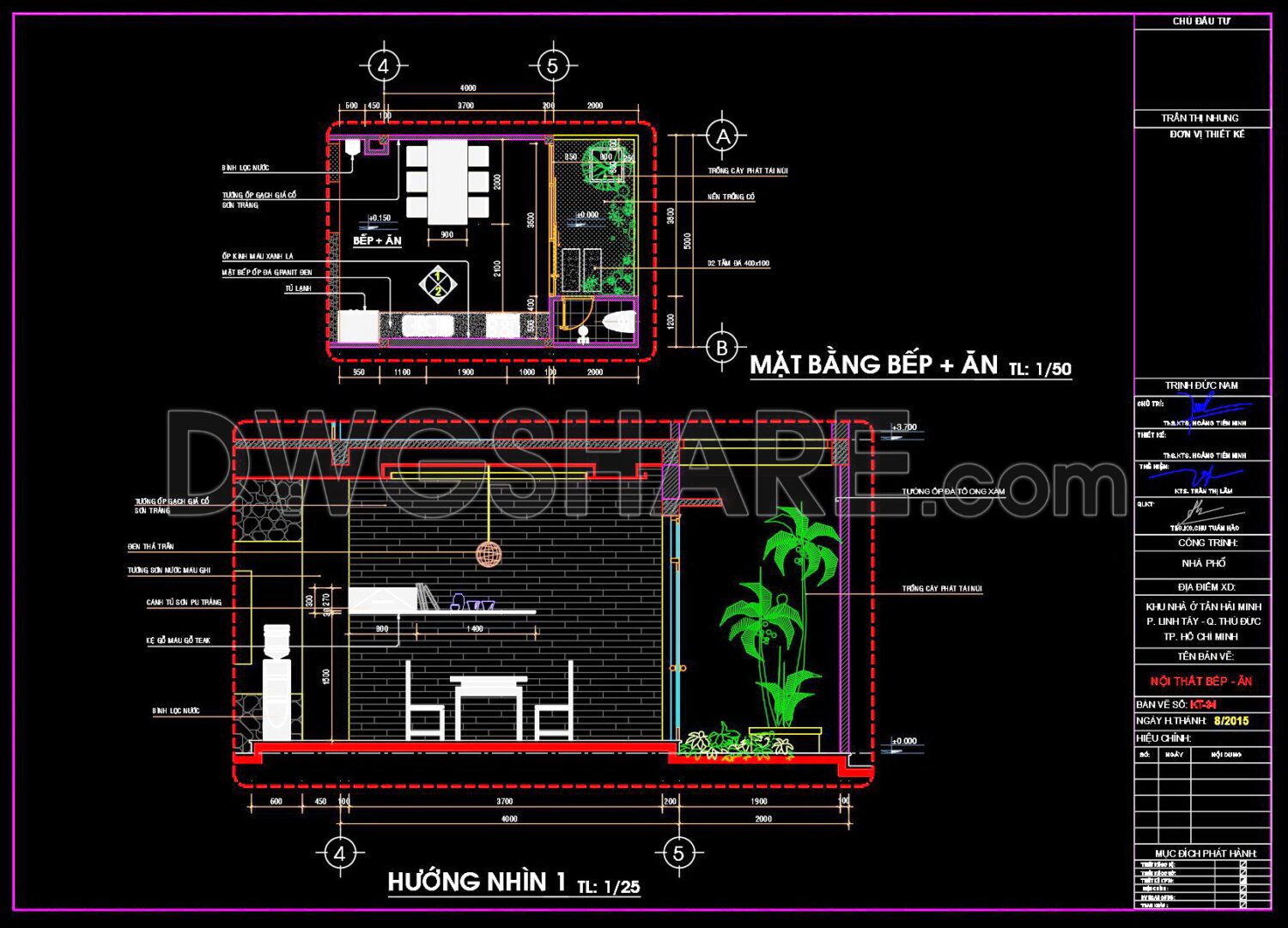 272. Detailed CAD drawings of the interior for the living room, kitchen ...