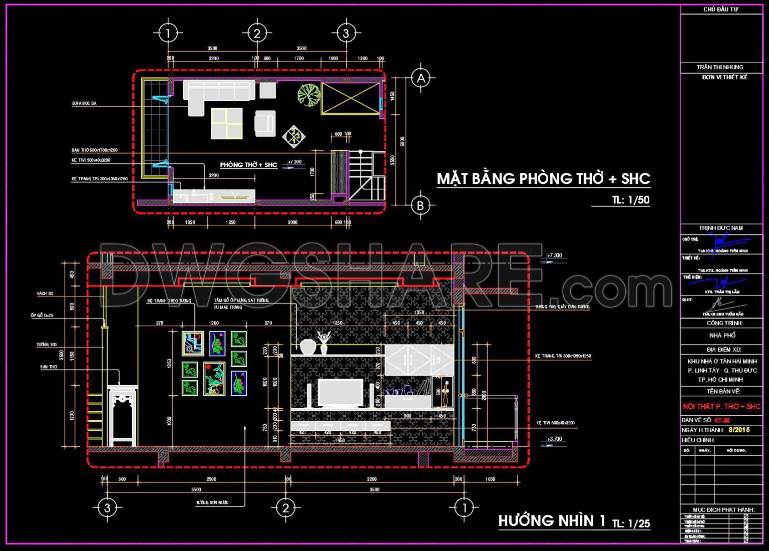 272. Detailed CAD drawings of the interior for the living room, kitchen ...