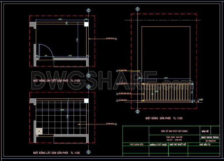 273. Detailed architectural CAD drawings of the balcony and entrance ...