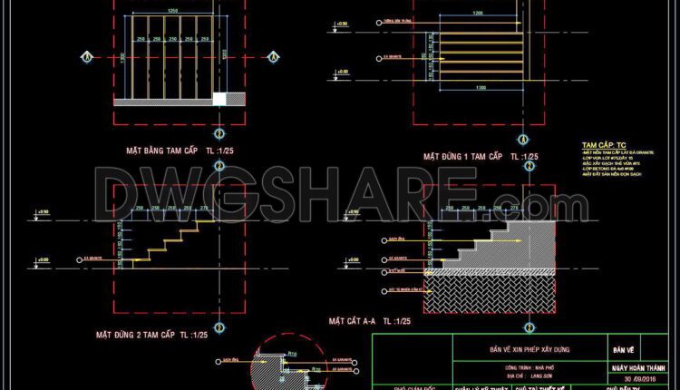 273. Detailed architectural CAD drawings of the balcony and entrance ...