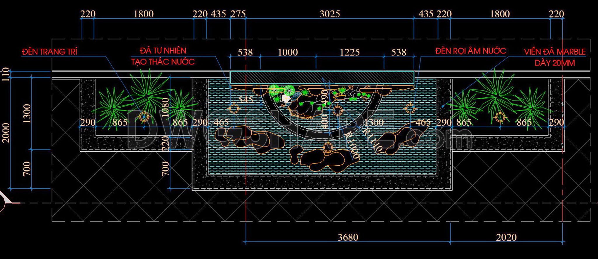 275. Detailed architectural CAD drawings of the aquarium of the townhouse