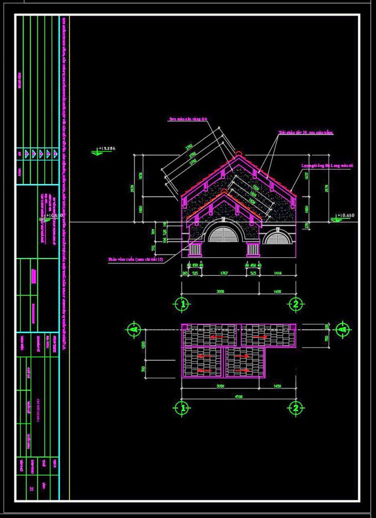277. Detailed architectural CAD drawings of the entrance hall and roof ...