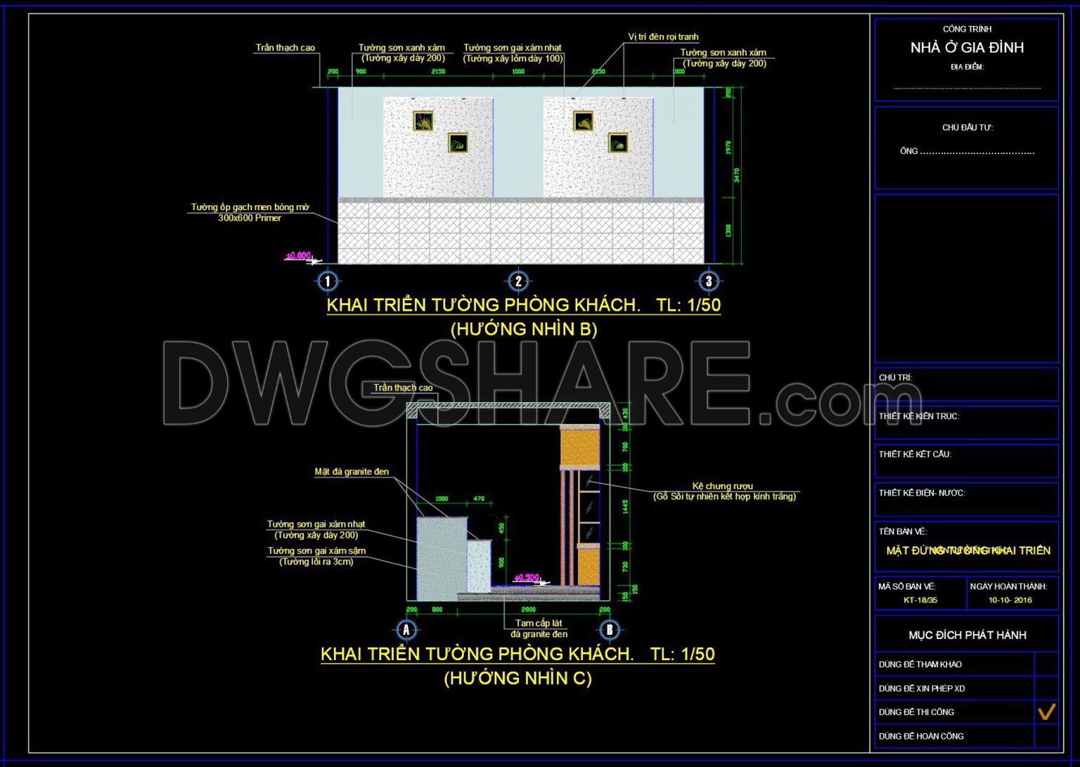 279. Detailed CAD drawings of the interior elevation of the walls for ...