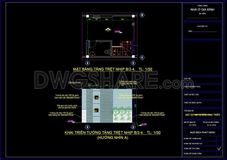 279. Detailed CAD drawings of the interior elevation of the walls for ...