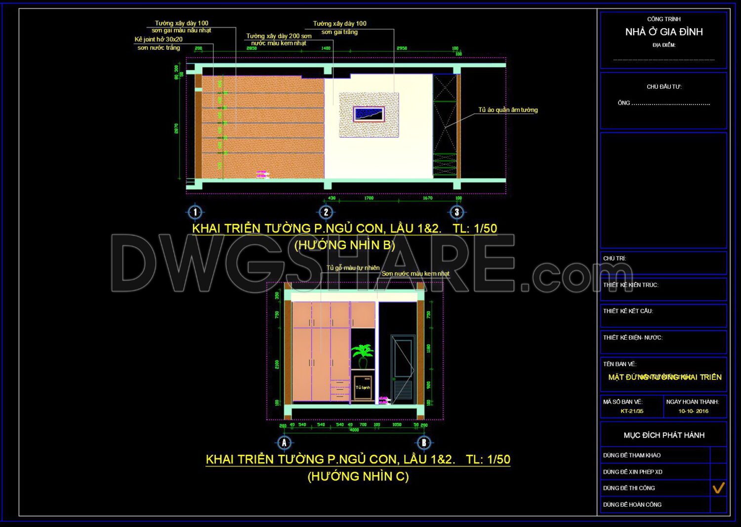 279. Detailed CAD drawings of the interior elevation of the walls for ...