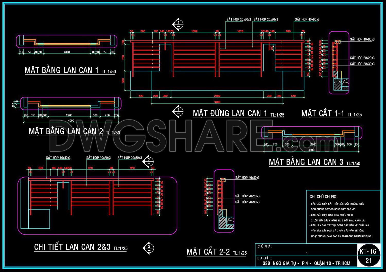 282. Detailed architectural CAD drawings of the balcony, railing, and ...