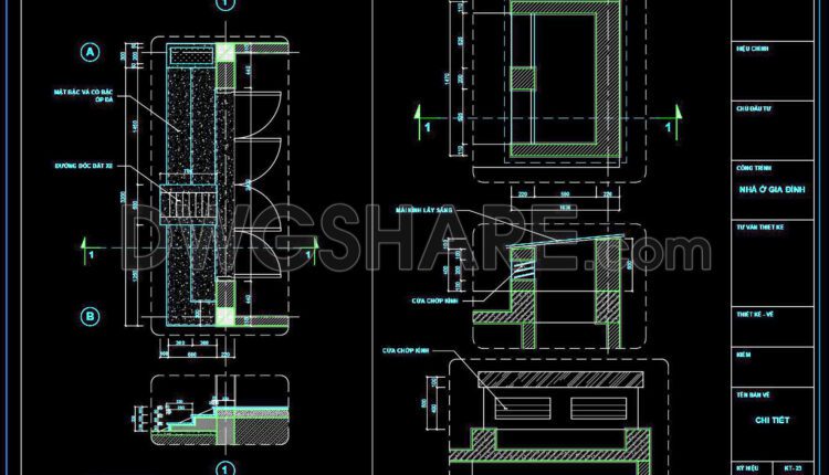 285. Detailed CAD drawings of the three-step entrance and skylight ...
