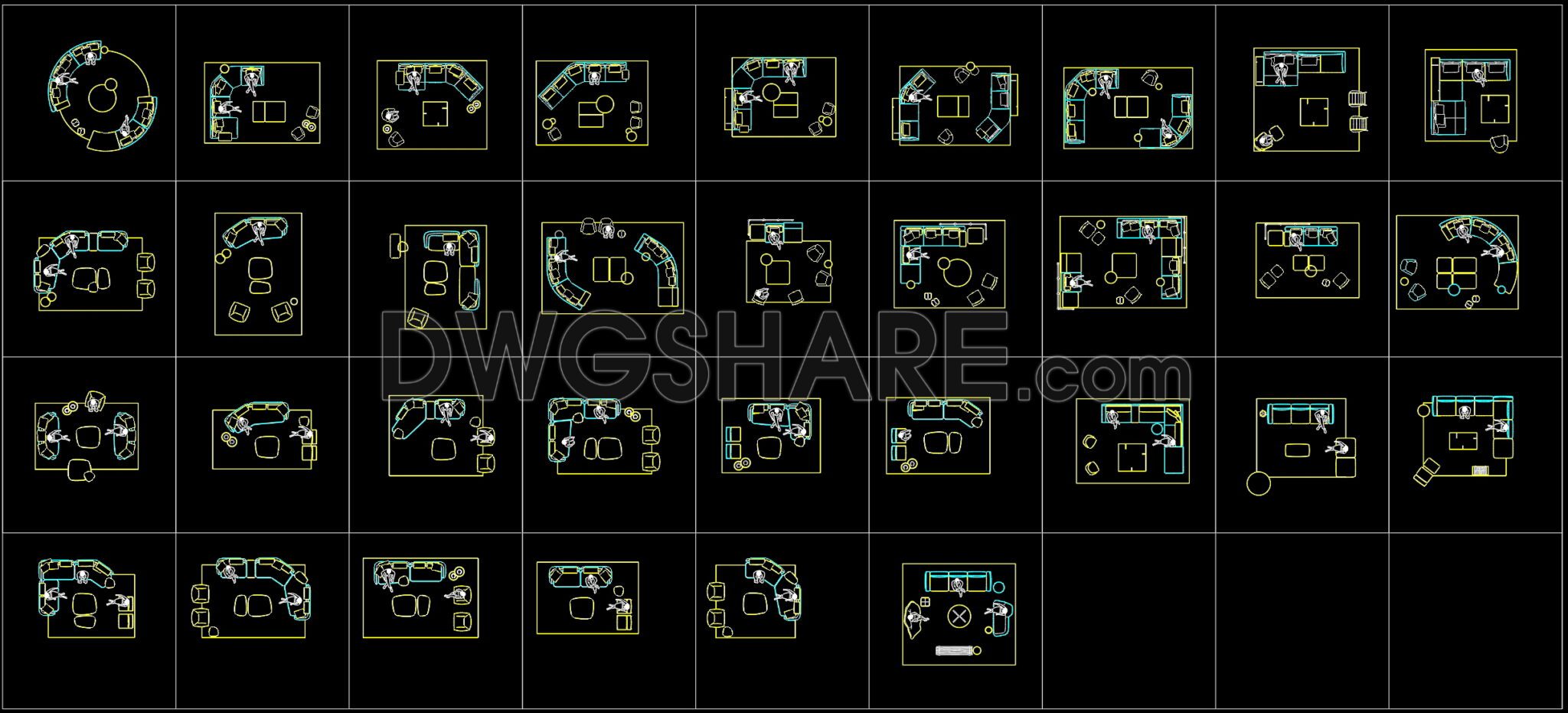 286. Free download the luxurious Italian Poliform sofa CAD block library