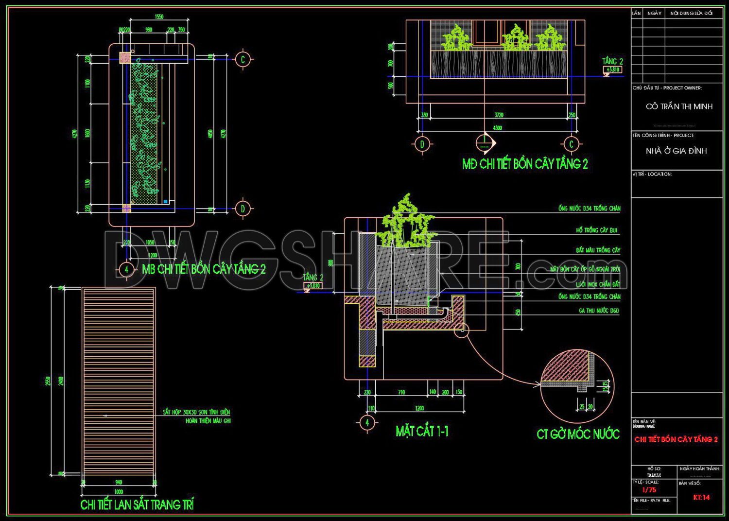 290. Detailed architectural CAD drawings of the balcony, railing, and ...