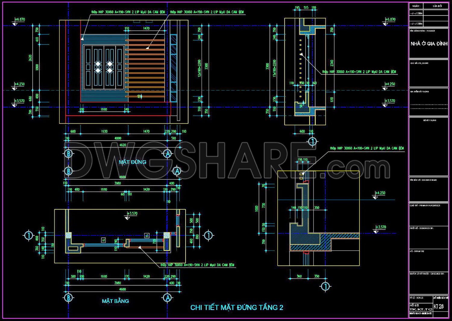 296. CAD detailed drawings of vertical facade wall sections for townhouses