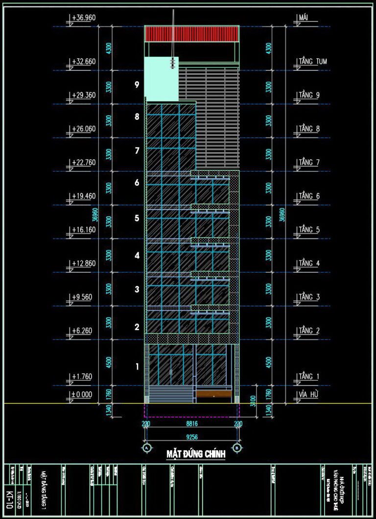 306. CAD design drawings for a 9-story townhouse with dimensions of 9 ...