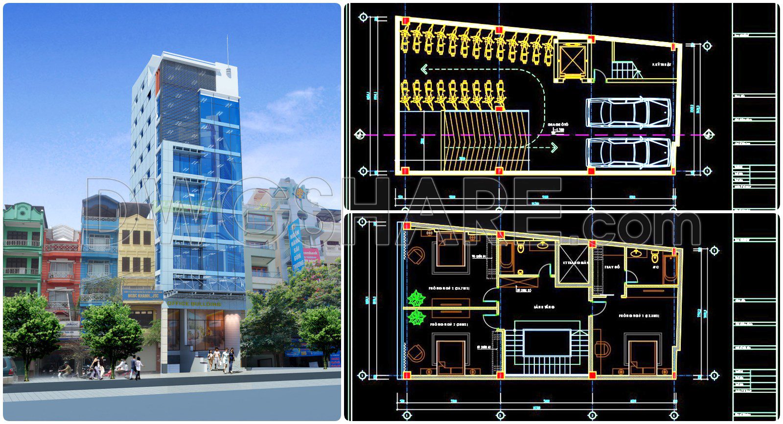 306. CAD design drawings for a 9-story townhouse with dimensions of 9 ...