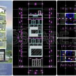 312. CAD design drawings for a 6-story townhouse with dimensions of 4 ...