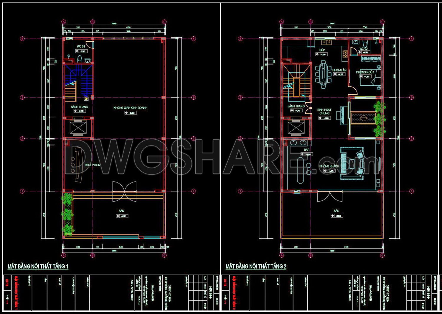 317. CAD design drawings for a 6-story townhouse with dimensions of 10m ...