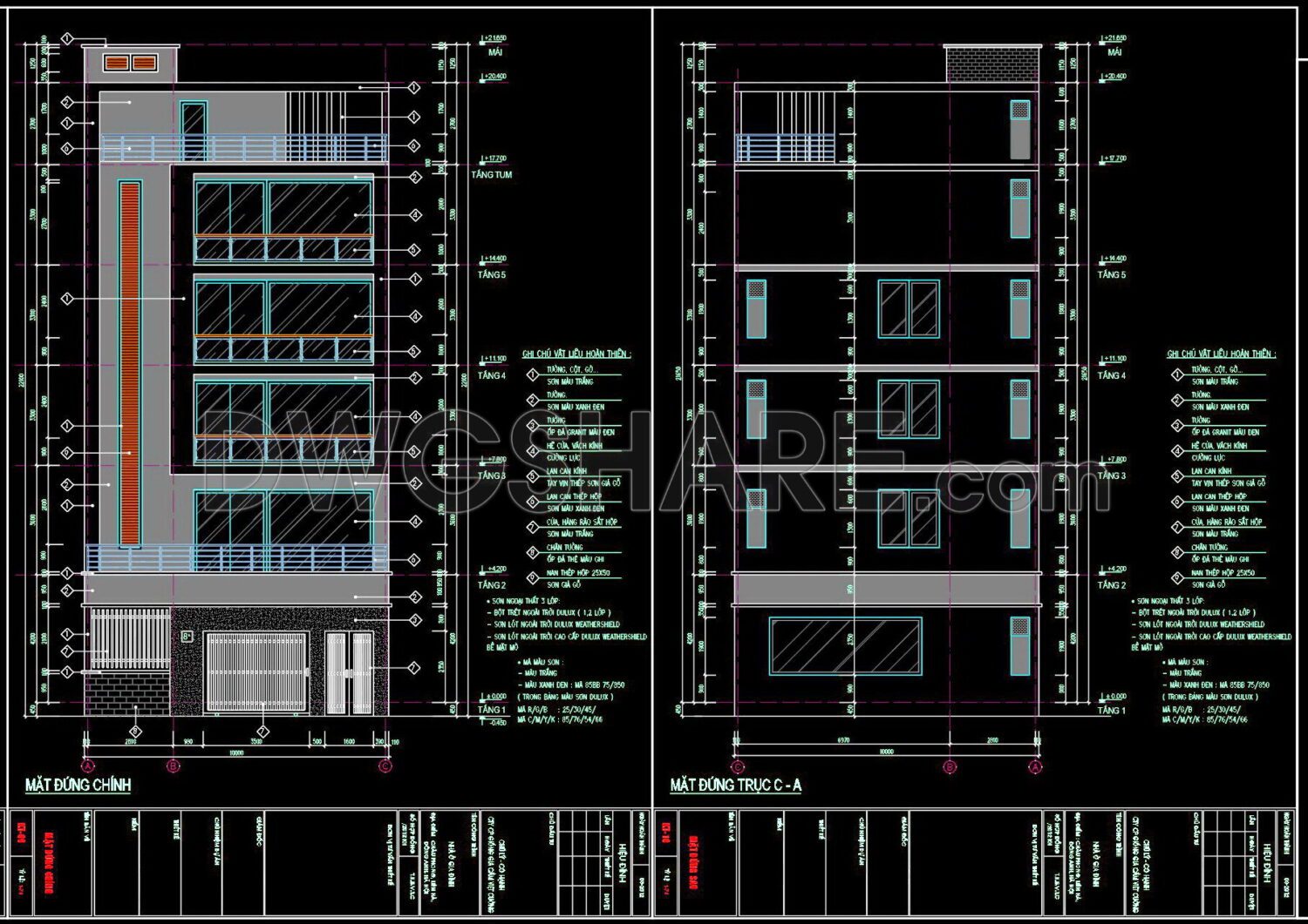 317. CAD design drawings for a 6-story townhouse with dimensions of 10m ...
