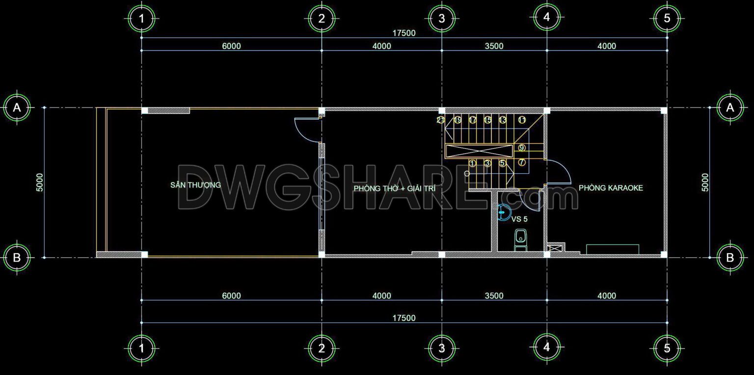 324. CAD design drawings for a 4-story townhouse with dimensions of 5m ...