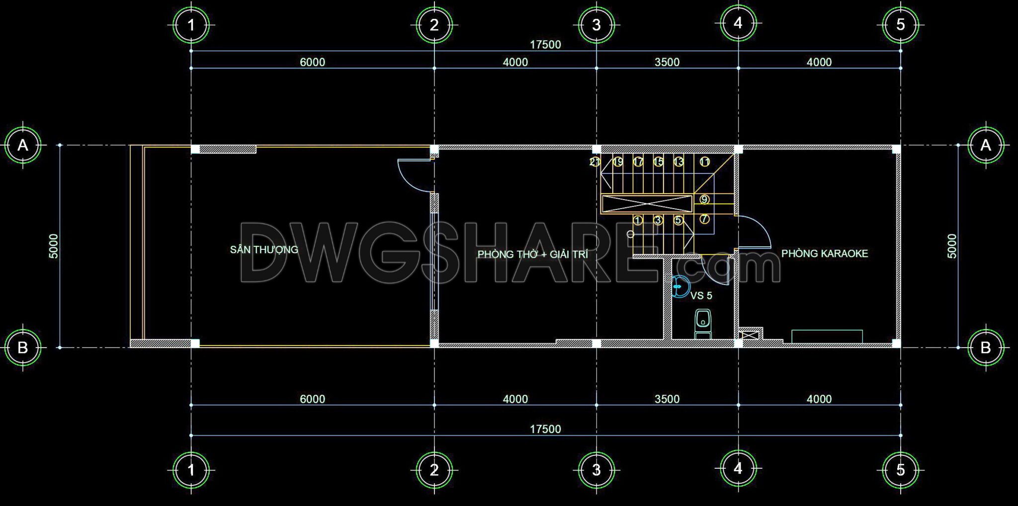 324. CAD design drawings for a 4-story townhouse with dimensions of 5m ...