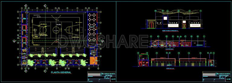 34. Cad drawings of Mini Sports Complex For Free Download