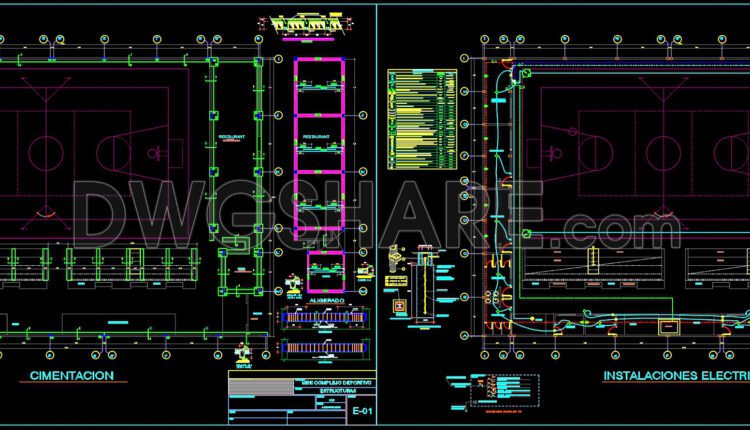 34. Cad drawings of Mini Sports Complex For Free Download - Free Cad ...