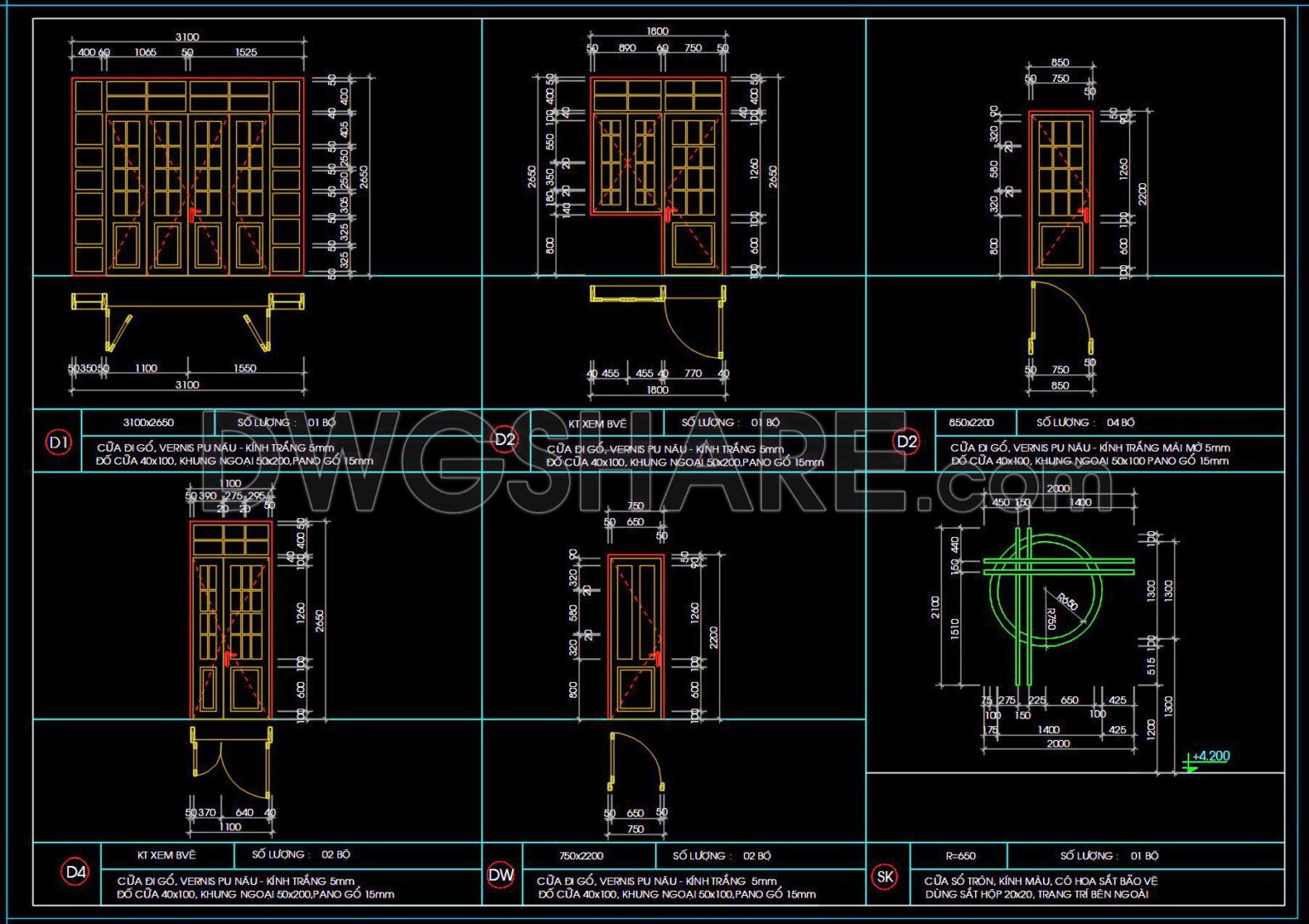 507. Detailed CAD Drawings Of Doors, Windows For Download