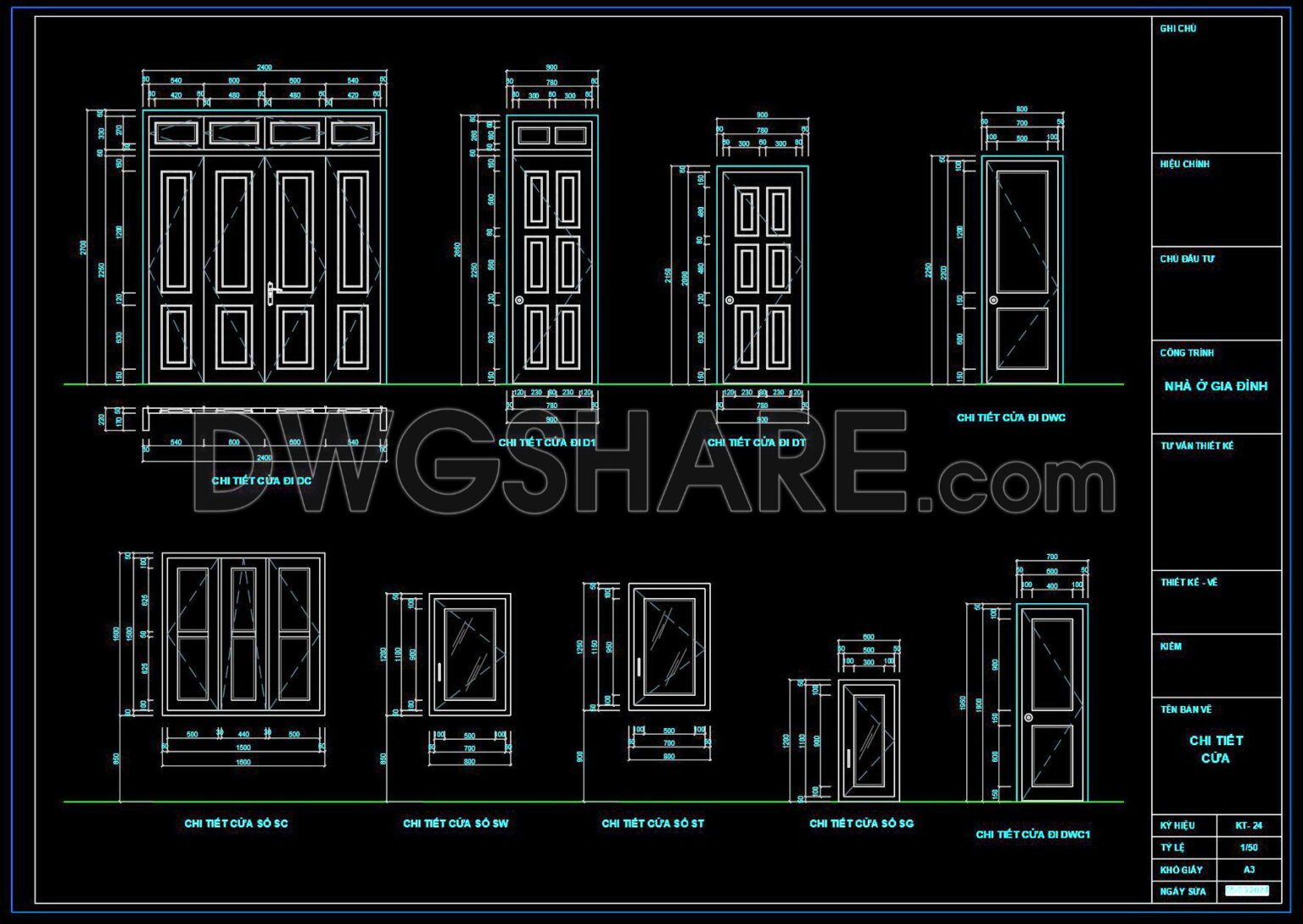 519. Detailed CAD Drawings Of Doors, Windows For Download