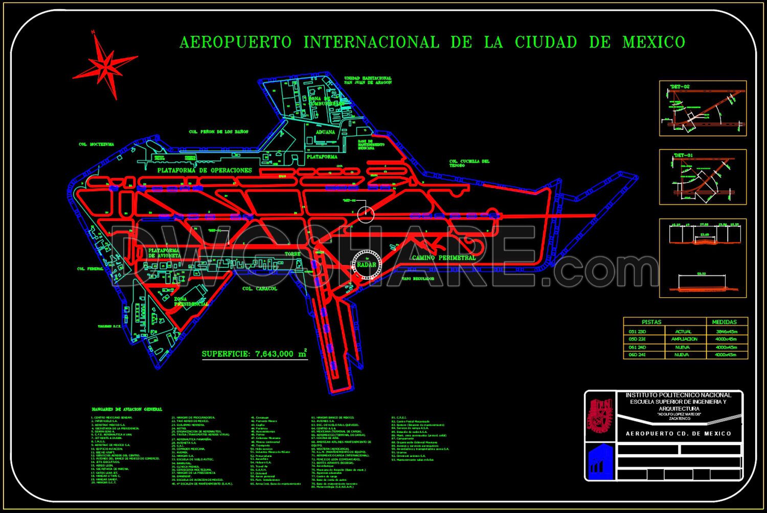 72. Free Download Of International Airport Mexico City Autocad Drawing DWG