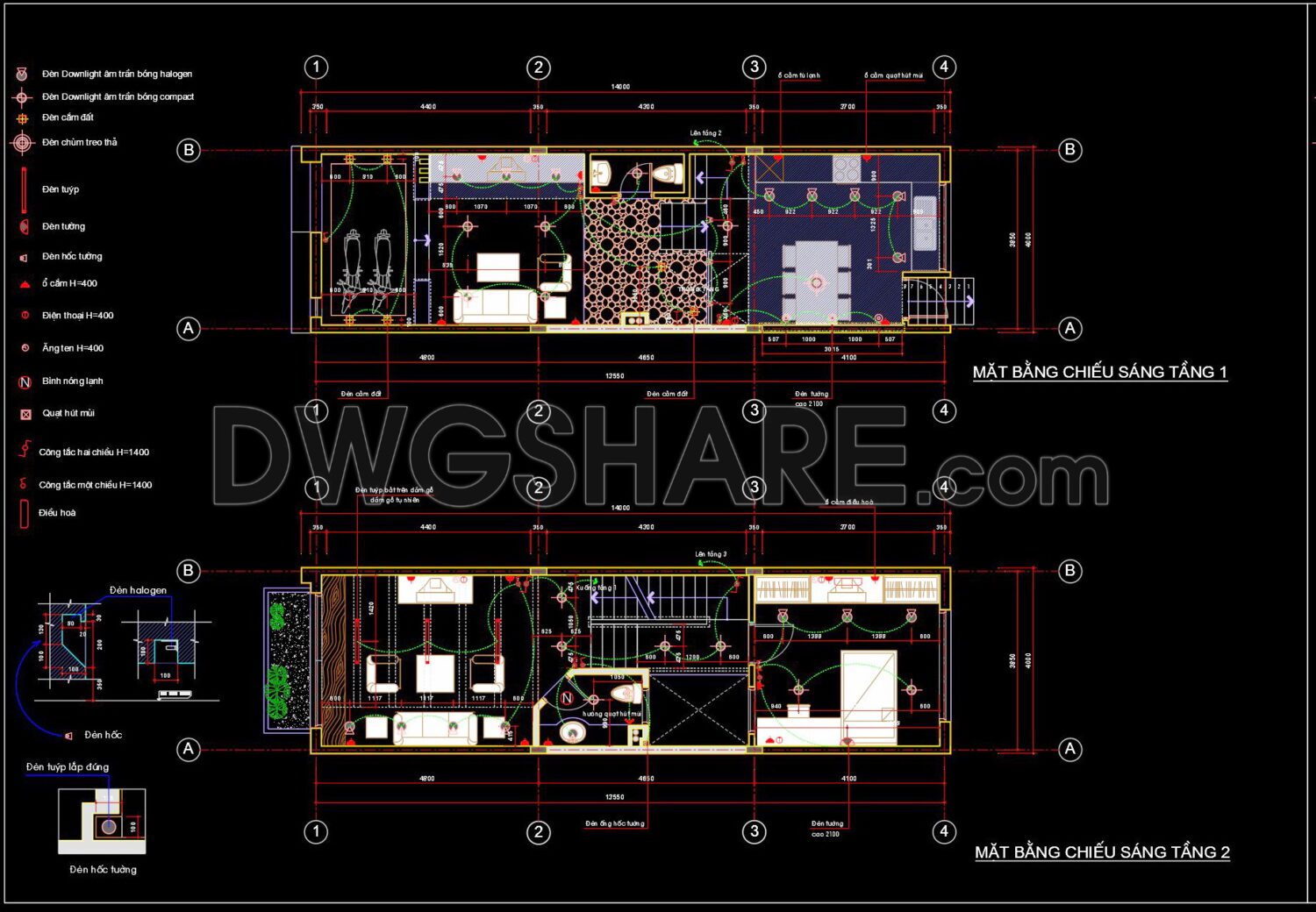 75. CAD drawings for detailed electrical designs for a 4-story townhouse