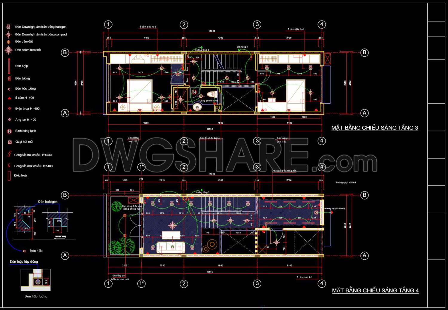 75. CAD drawings for detailed electrical designs for a 4-story townhouse