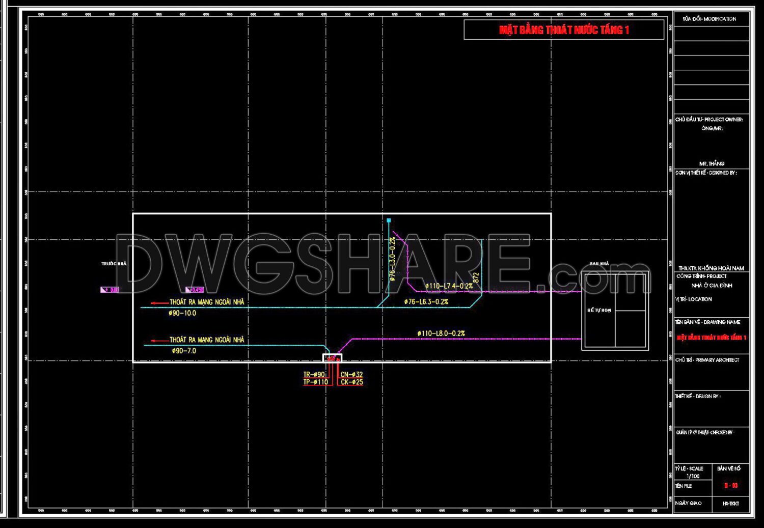 82. CAD drawings detailing the design of water supply and drainage ...