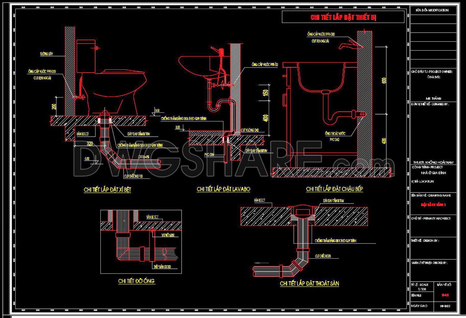 82. CAD drawings detailing the design of water supply and drainage ...