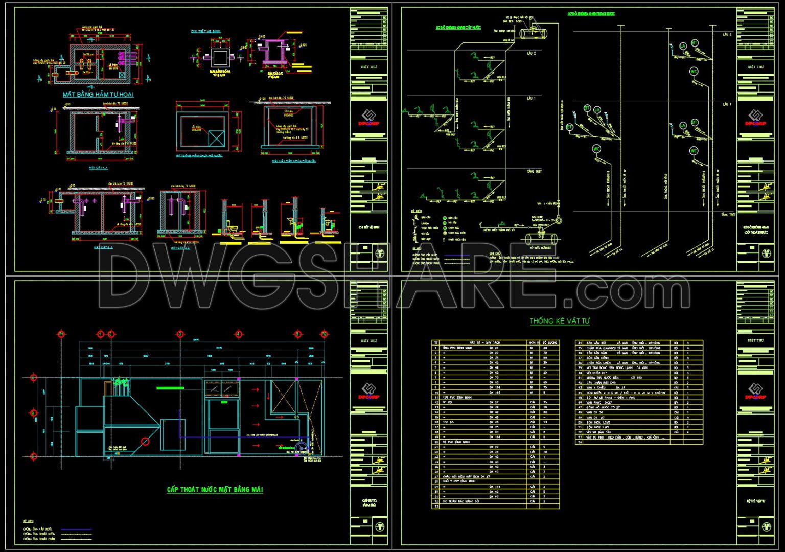 84. CAD drawings detailing the design of water supply and drainage ...