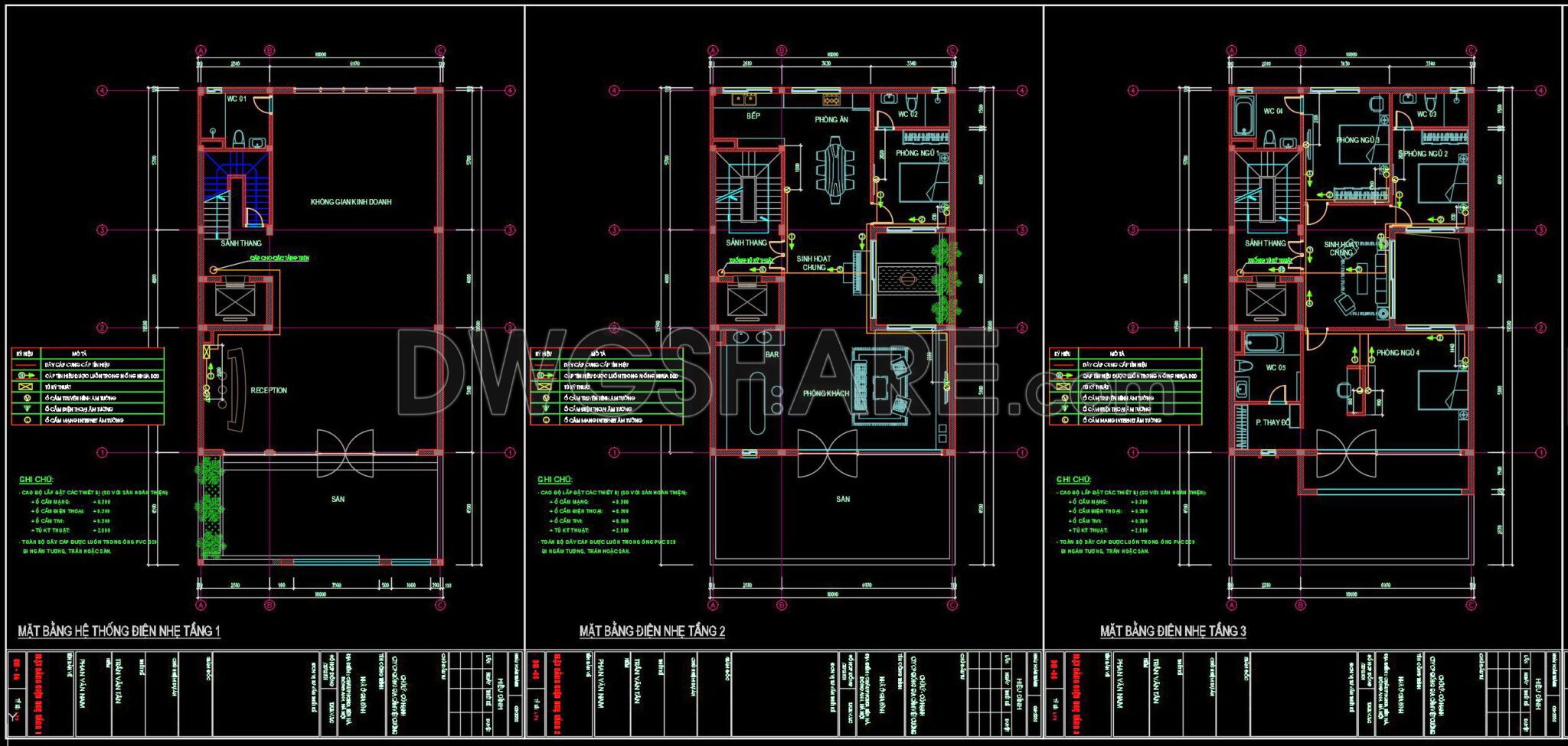 85. CAD drawings for detailed electrical designs for a 6-story townhouse