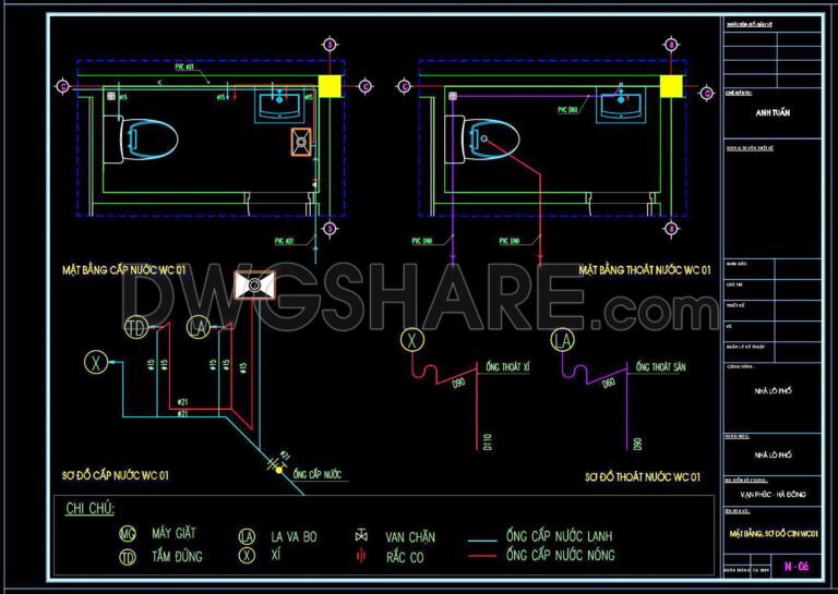 88. CAD drawings detailing the design of water supply and drainage ...