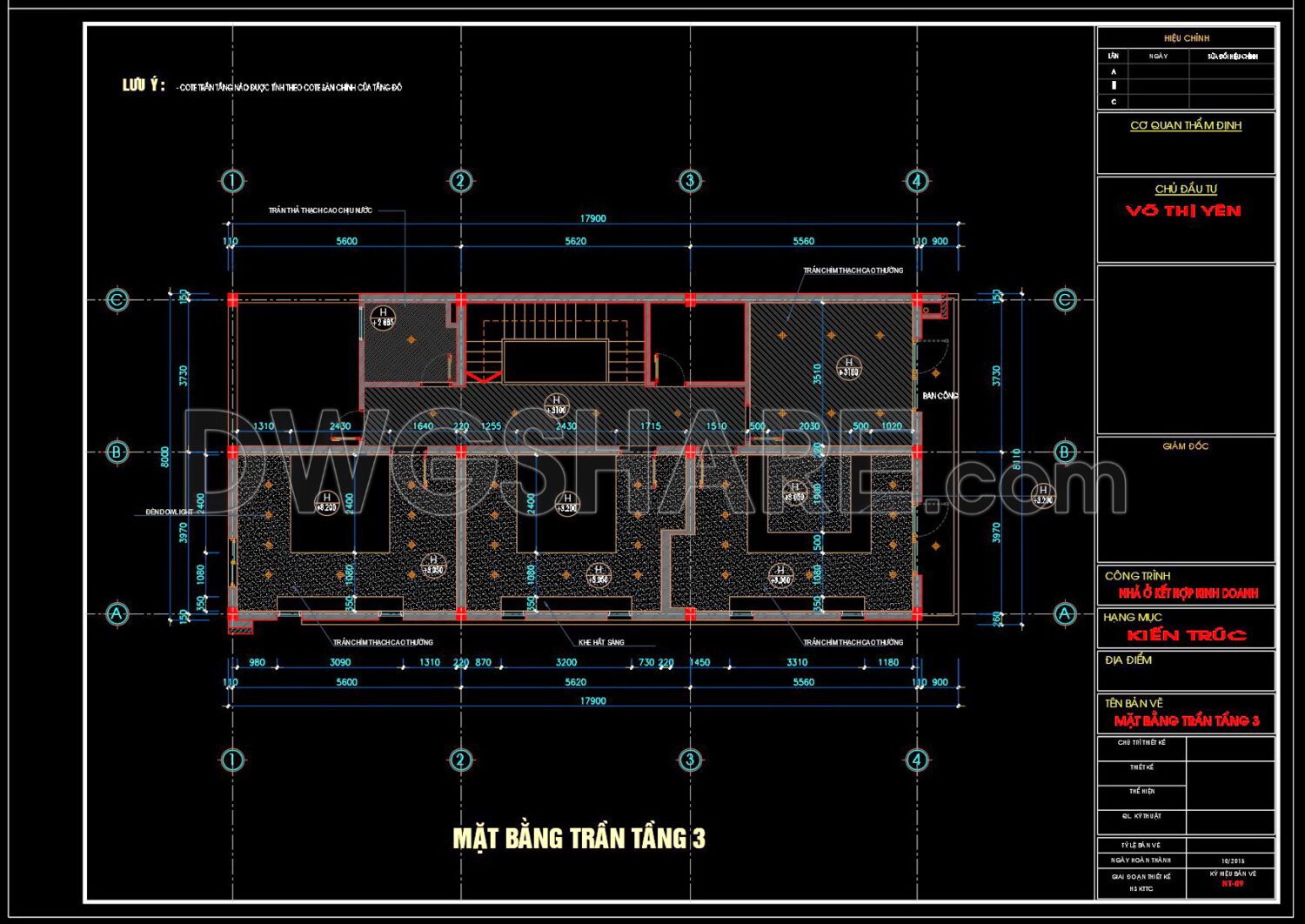 94. Detailed CAD drawings for the ceiling layout design of a 3-story ...