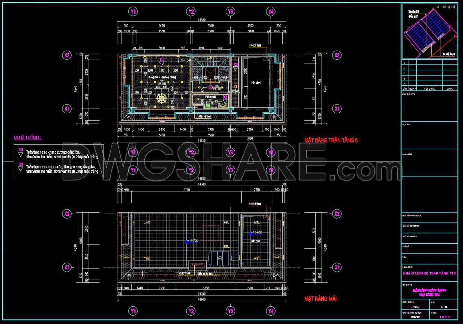 96. Detailed CAD drawings for the ceiling layout design of a 5-story ...