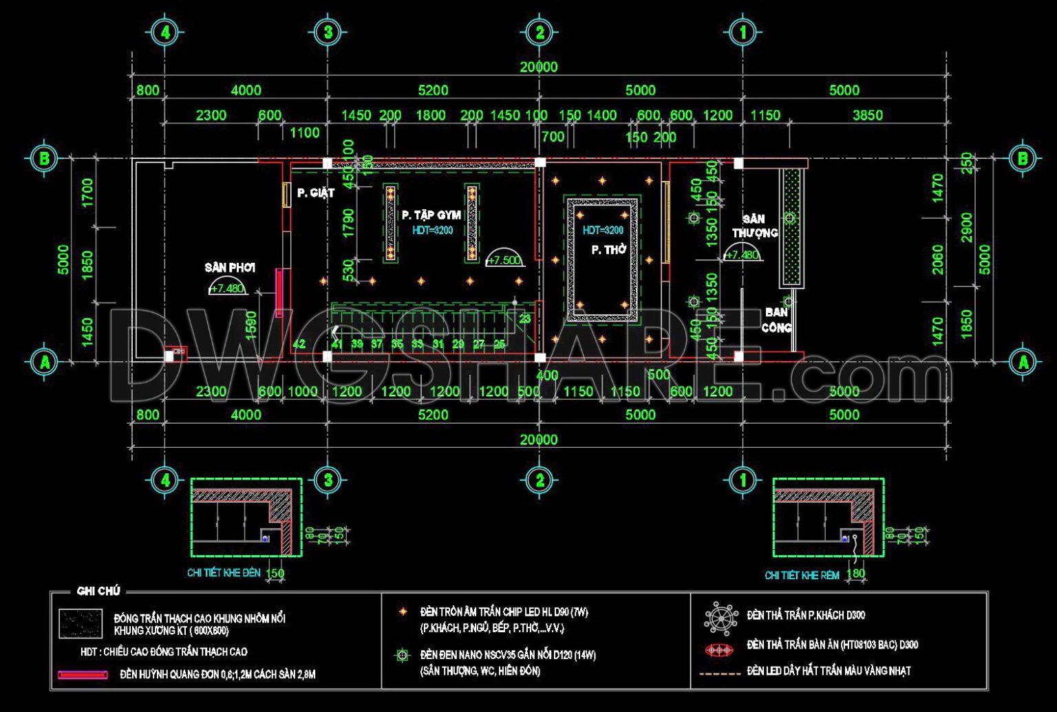 98. Detailed CAD drawings for the ceiling layout design of a 3-story ...