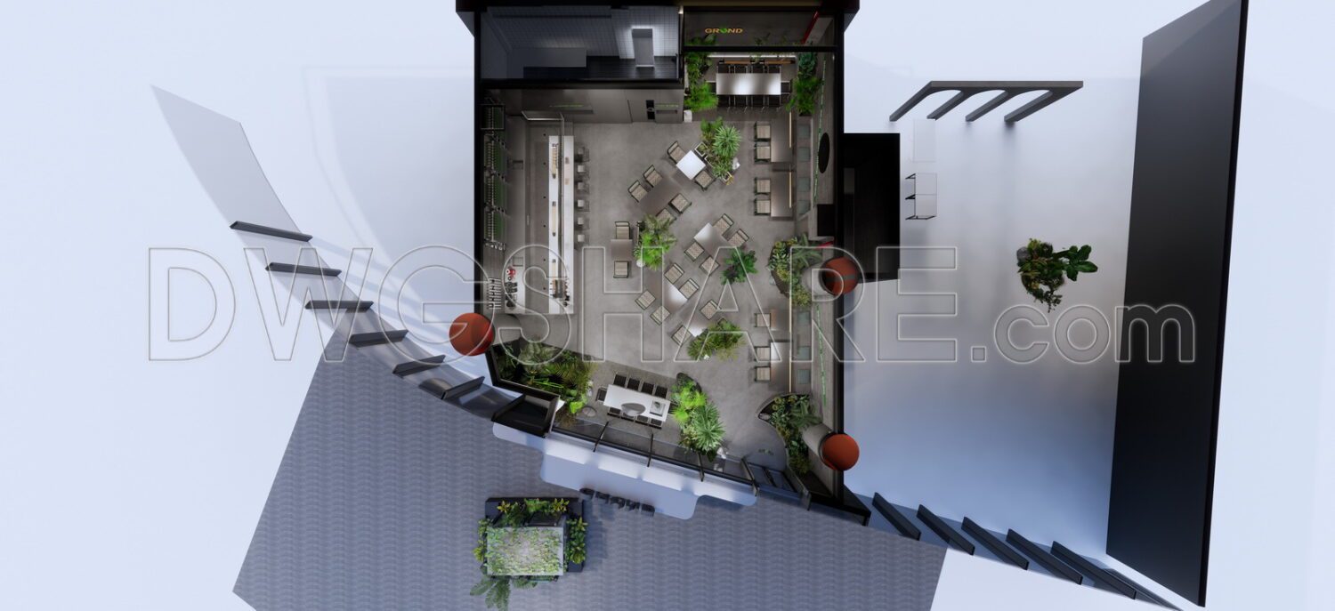 Detailed CAD drawings for the design and construction of coffee shop
